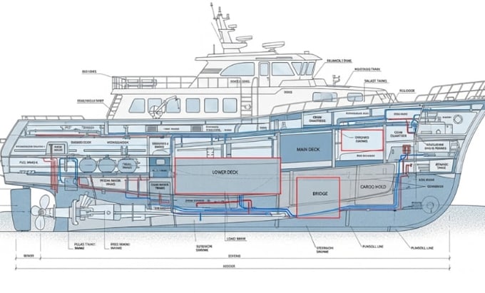 Review and design boat plans, ga drawing and materials as a naval ...