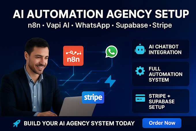 Ai automation setup n8n workflow vapi chatbot supabase stripe integration by Heritagepedro2 | Fiverr