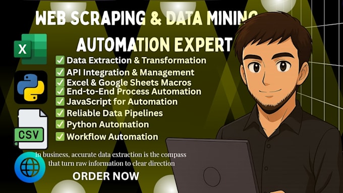 Do web scraping,web automation,web crawling,google map scraping,web bot ...