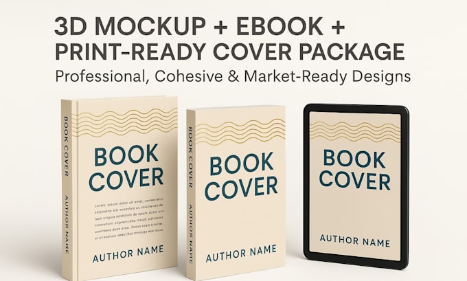 Design a cohesive 3d mockup, ebook, and print ready book cover package ...