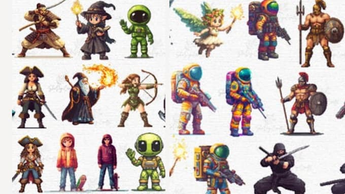 Do a character pixel art game art character design pixel art style by ...
