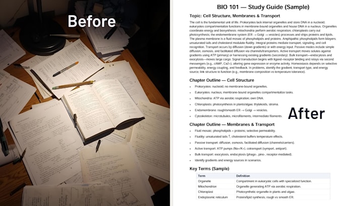 Transform messy notes into a polished study guide by Adamo01 | Fiverr