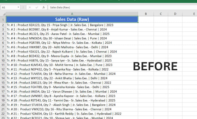 Clean, format, organize and visualize excel data by Silpa_excel25 | Fiverr