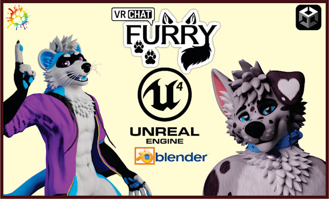 Edit or create custom vrchat avatar, 3d furry model, furry, 3d ...