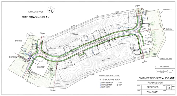 Draw site plan, topographic survey drawings, site grading, road design ...
