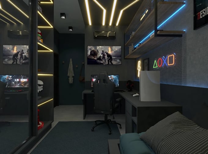 Isometric 3d gaming studio interior,studio layout,streaming room,3d ...