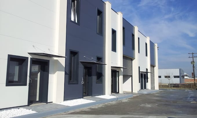 Cgi industrial factory, storage facility,warehouse exterior ...