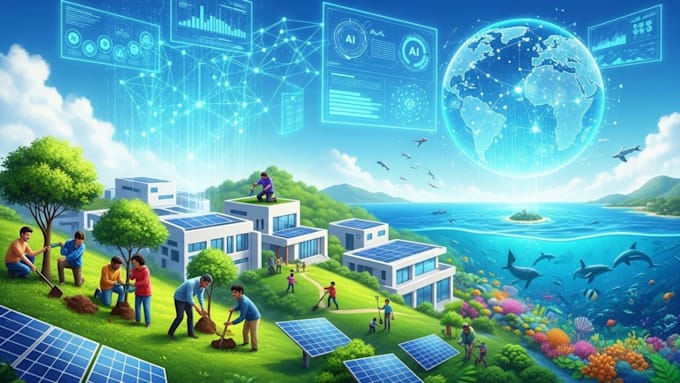 Create ai awareness art for global causes and sustainability projects ...