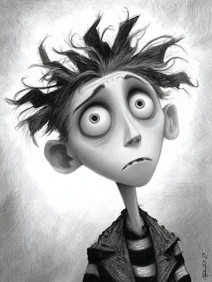 Illustrate you in tim burton art style by Lottietodd | Fiverr