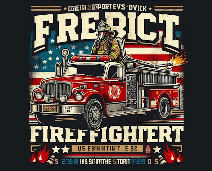Design retro fireman truck and firefighter logo by Jacobarner | Fiverr