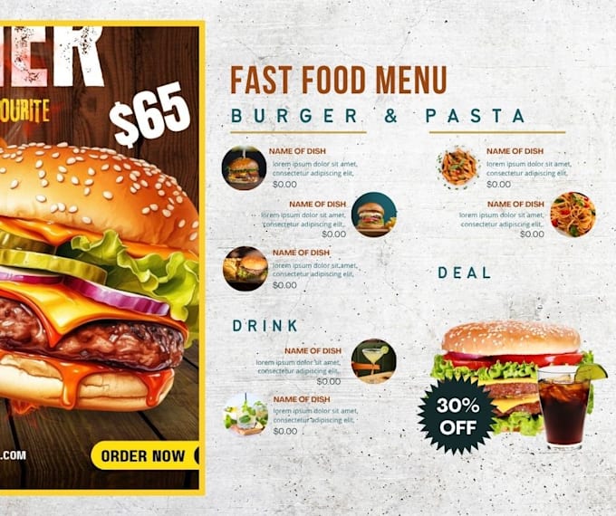 Design digital flyer, digital menu board, animated tv screen menu by ...