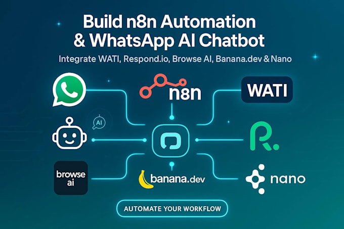 Build n8n automation browse ai whatsapp ai chatbot wati nano banana respond io by Rhamat3 | Fiverr