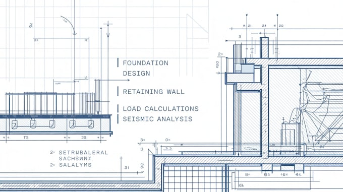 Retaining wall, load calculations, seismic analysis, cad plan ...