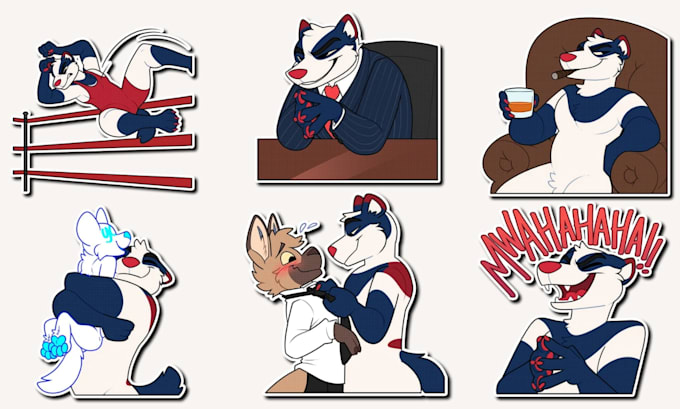 Draw set of telegram stickers nsfw furry stickers, animated discord ...