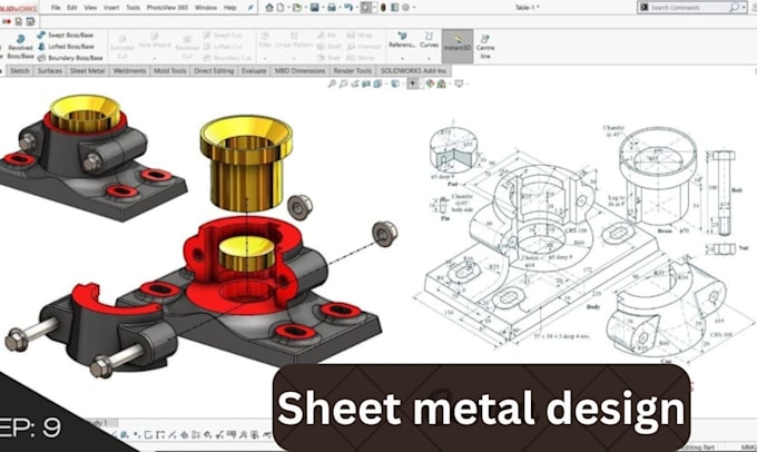 3d sheet metal enclosure part cad design 2d manufacturing drawing in ...