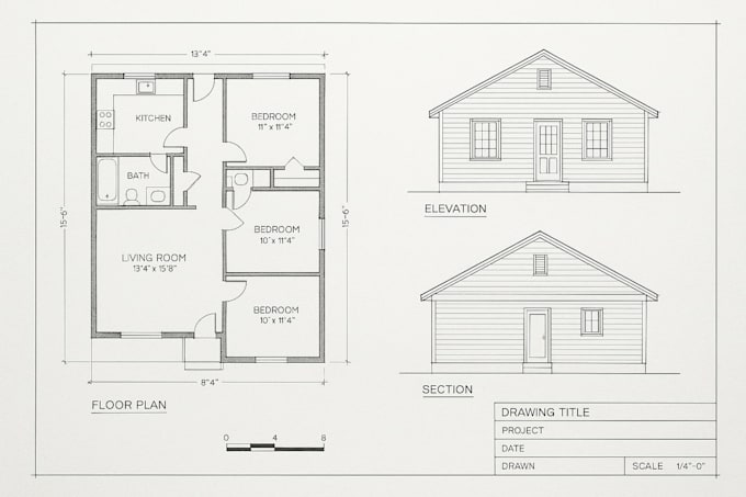 Draft full house plan sets including elevations and sections with pe ...