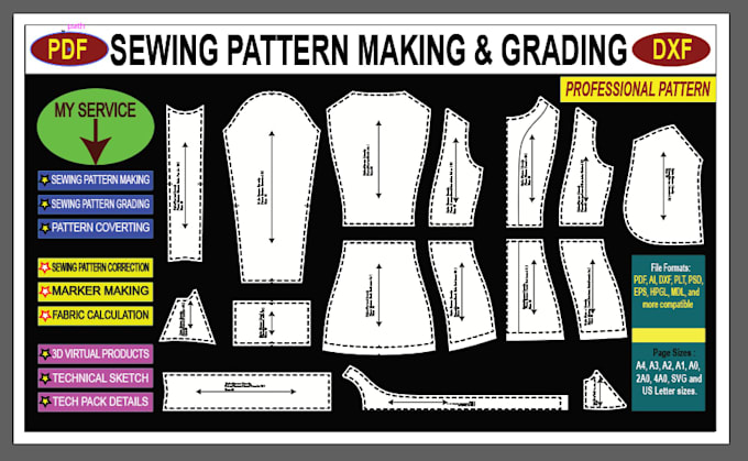 Create professional digital sewing patterns in pdf and dxf by Rita7098 ...