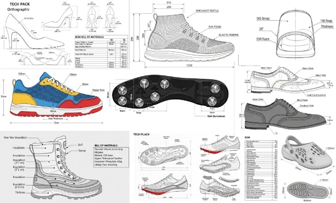 Design shoe tech pack sneakers loafers heels for manufacturing by John ...