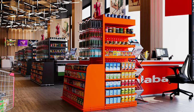 Renovate 3d hyper market interior,render retail store,mall,4k store ...