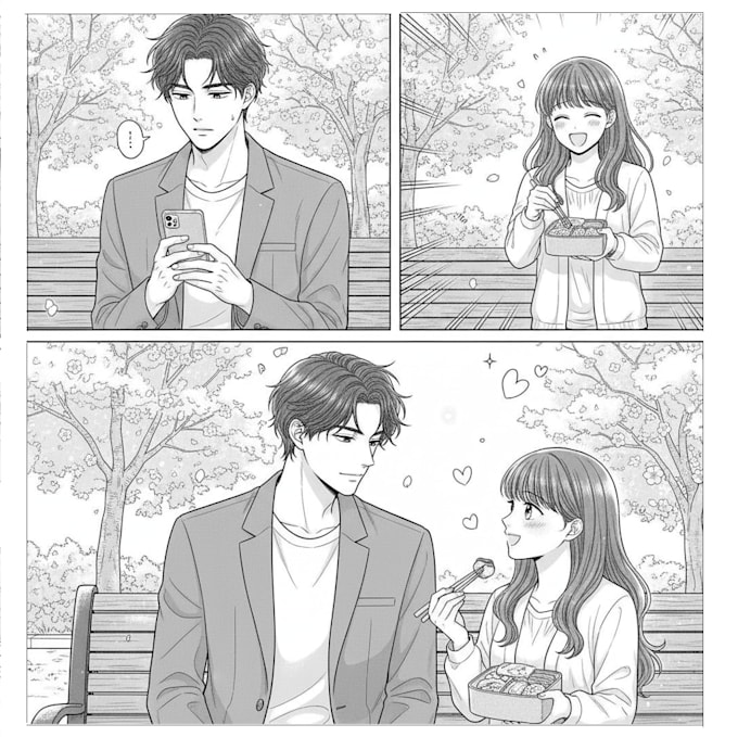 Draw romantic manga scenes in anime couple style by Supercastart | Fiverr