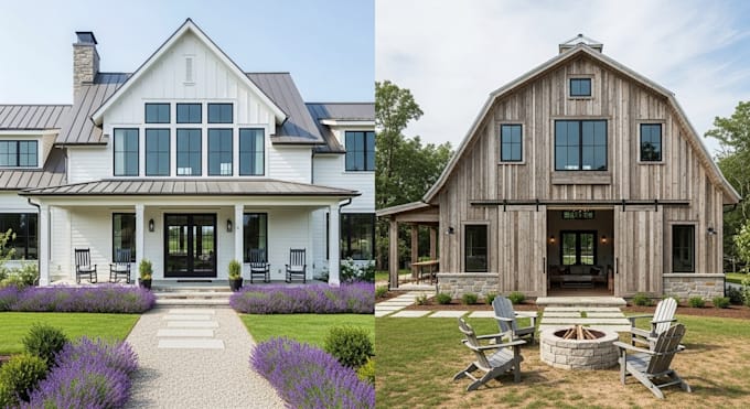 Create modern farmhouse and rustic barn house plans by Roselinegif | Fiverr