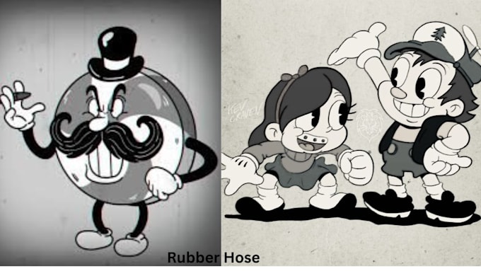 Create mascot retro vintage anime cartoon character in rubber hose ...