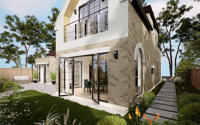 Blender 3d log house remodel,exterior design,gable roof,modern ...