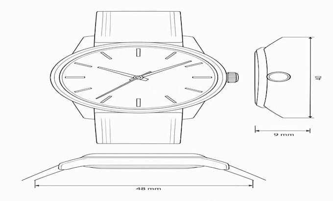 Create 3d watch design, 3d wrist watch design, technical drawing, cad ...