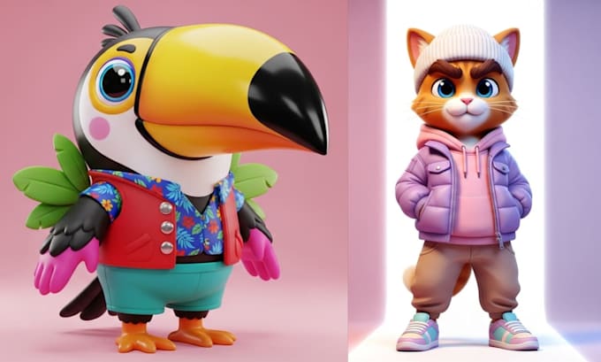 Create 3d cute character modeling in blender for mascot, animation and ...