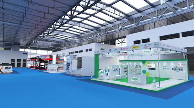 Craft 3d industrial building,exhibition hall,exhibitor booth,cgi ...