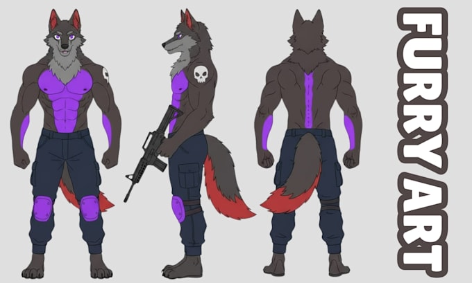 Draw furry art furry oc fursona, anthro reference sheet avatar sfw nsfw ...