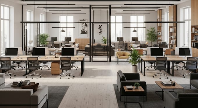Design your co working space, 3d office interior and layout design by ...