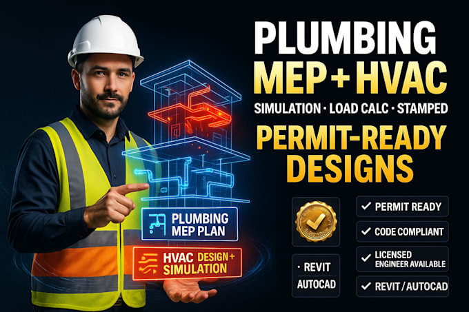 Design plumbing mep plan, hvac layout, stimulation with licensed ...