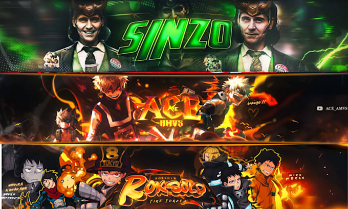 Design anime banner, youtube banner, anime banner design for vtuber and ...