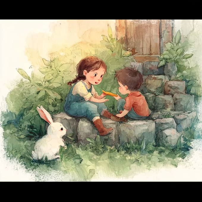 Illustrate children story book illustration watercolor by Clablee | Fiverr