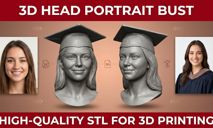 Sculpt custom realistic 3d head bust face model statue figurine ...