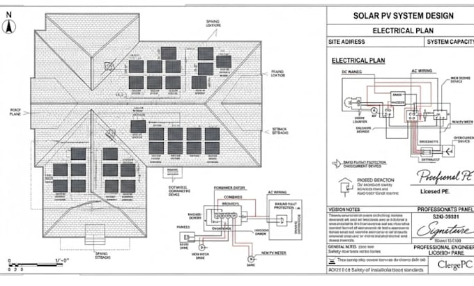 Design solar plan, solar panel layout, pv system design electrical plan ...