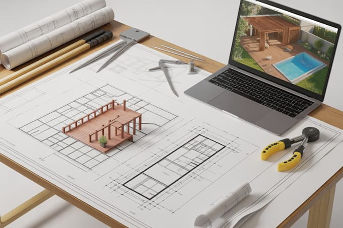 Design deck, patio, porch framing, 2d, 3d model by Adam26692 | Fiverr