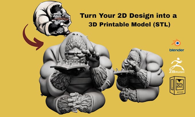 Sculpt 2d image into a detailed 3d printable toy model stl ready for 3d ...