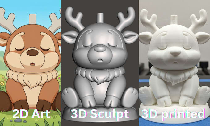 Sculpt custom 3d printable stl figure toy model from 2d image for 3d ...