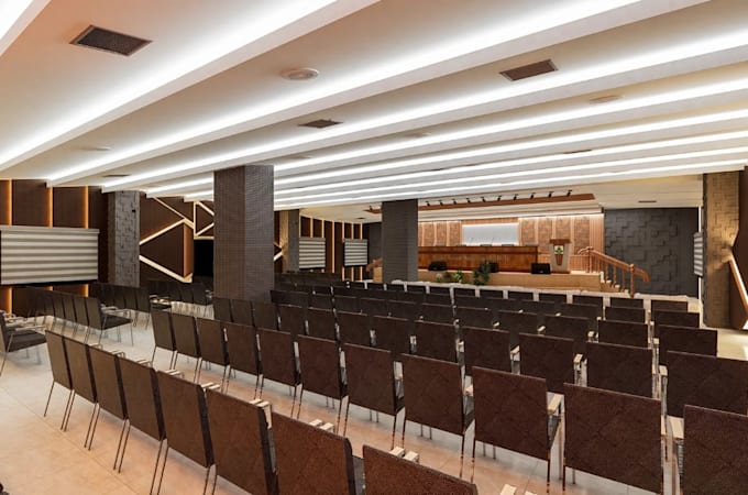 Modern 3d auditorium design,event space,interior rendering,public ...