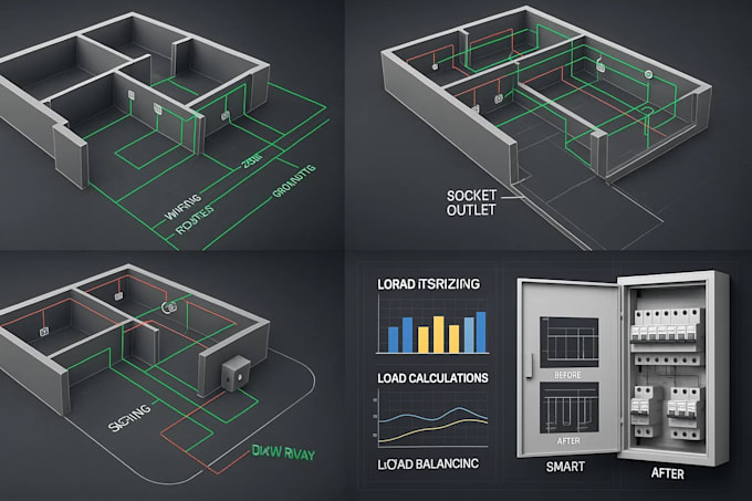 Design expert electrical layout ev charger plan panel and load analysis ...