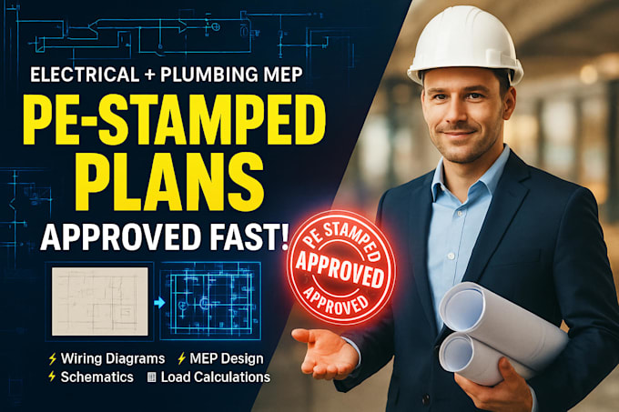 Design electrical schematic, wiring diagram, plumbing mep plan with pe ...