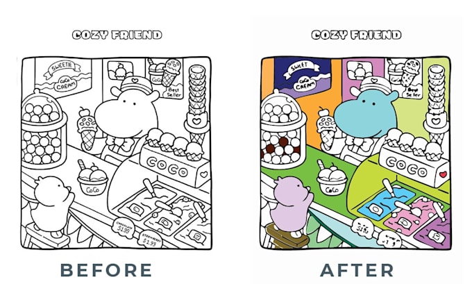 Draw cute, bold and easy coloring pages by Ishu_anjalee | Fiverr