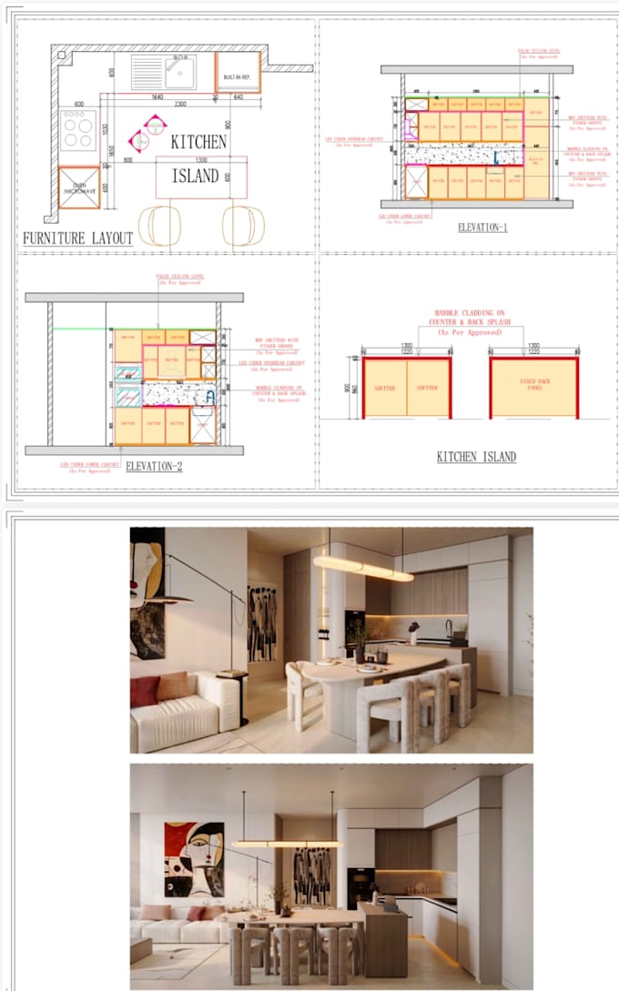 Design 2d interior layout and elevations by Aneebullah12 | Fiverr