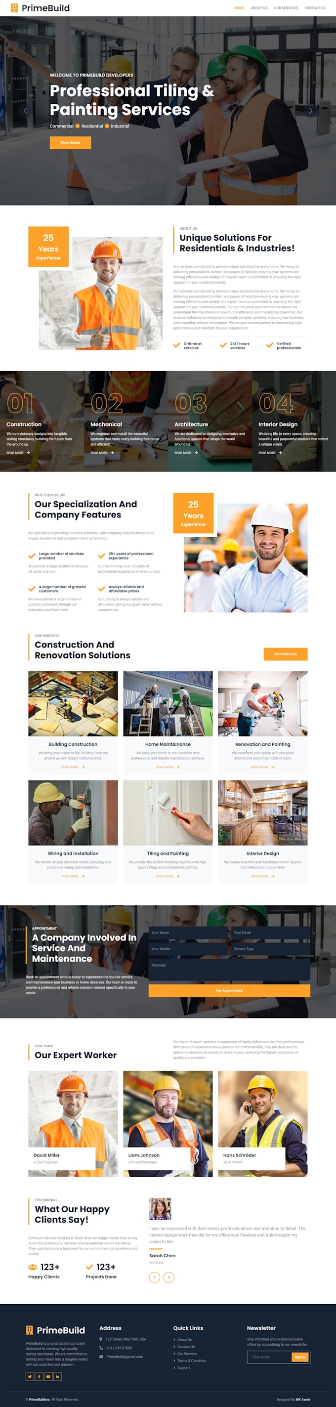 Build a frontend website using html, css, javascript, react and ...