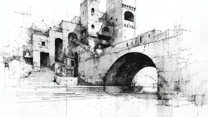 Draw architectural building sketch and landscape drawings by hand by ...