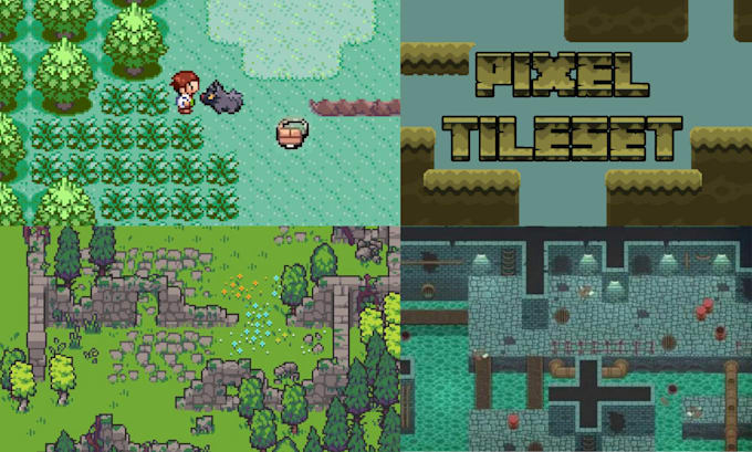Create pixel art tileset and tilemap for 2d games, 16x16, 32x32, rpg ...