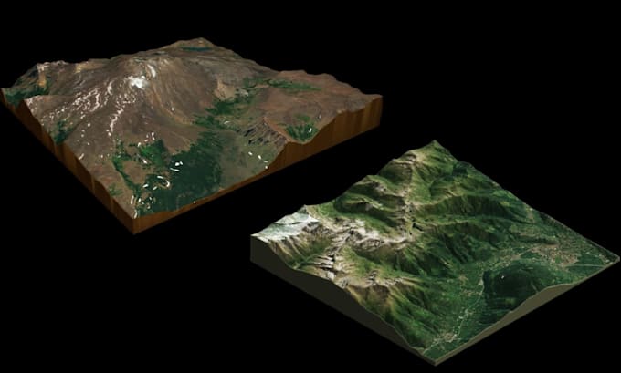 Model 3d terrain landscape, 3d realistic topography, 3d terrain, relief ...