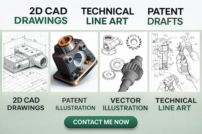 Do 2d cad drawings, patent drawings, blueprints and technical line art ...